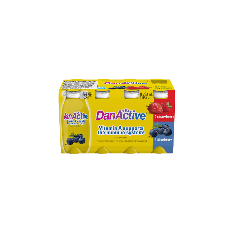 DANACTIVE 1.5% Drinkable Probiotics Yogurt Strawberry-Blueberry Flavor ...